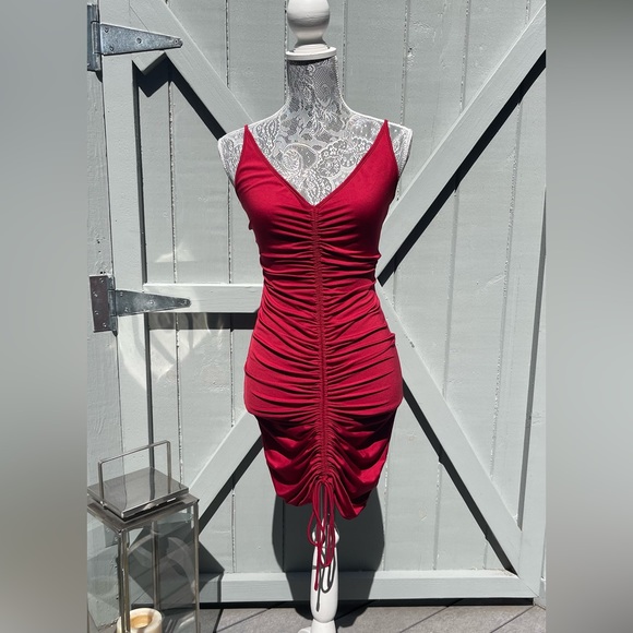 Fashion Nova | Dresses | Red Ruched Bodycon Party Dress | Poshmark